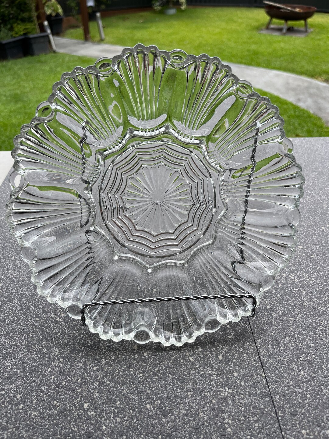 Vintage Clear Glass Devilled Egg Plate - Etsy