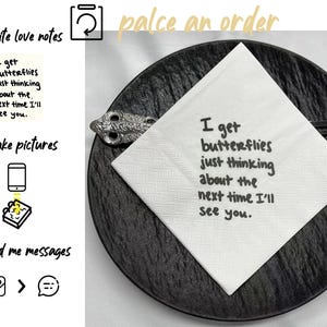 Personalized Love Note Handwriting Napkins, Custom Valentine's Day ...