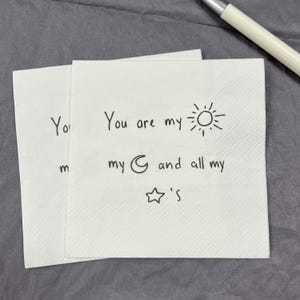 Custom Love Note Handwriting Napkins, Personalized Handwritten Note ...