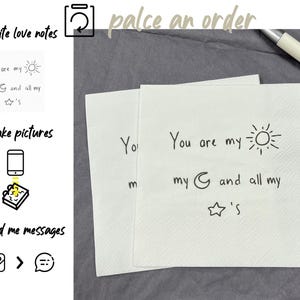 Custom Love Note Handwriting Napkins, Personalized Handwritten Note ...