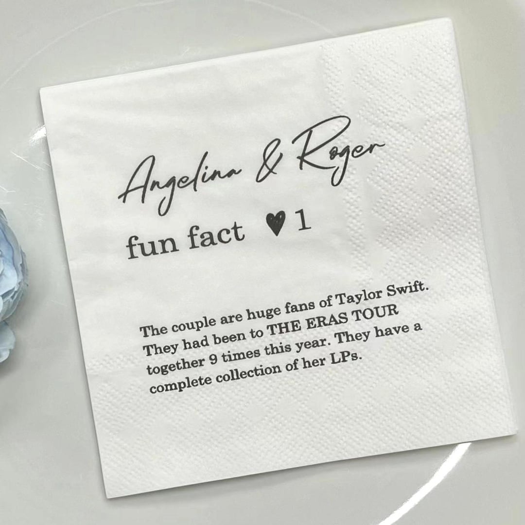 Custom Fun Fact Napkins, Personalized Wedding Napkins, Printed Wedding ...