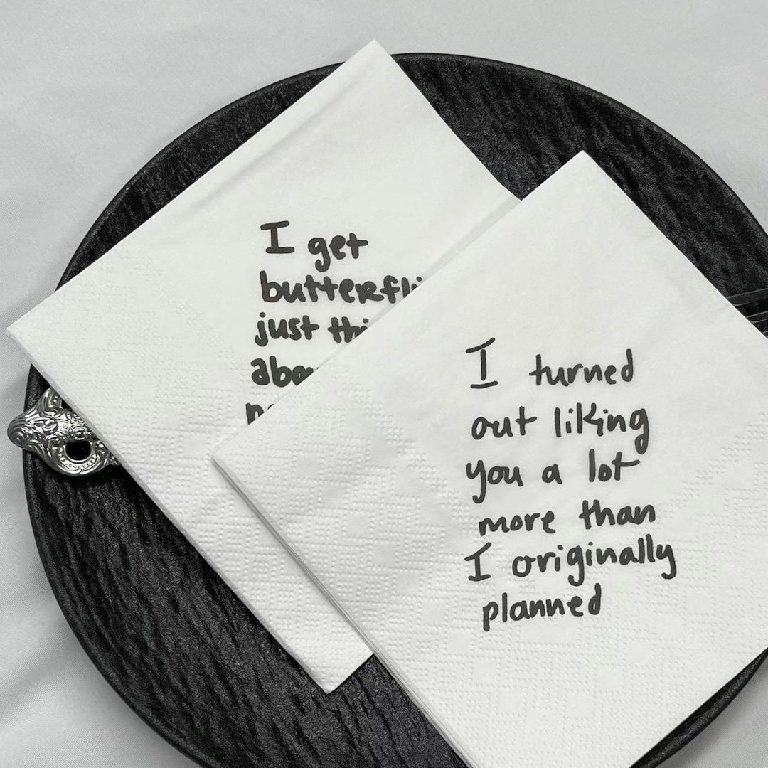 Personalized Love Note Handwriting Napkins, Custom Valentine's Day ...