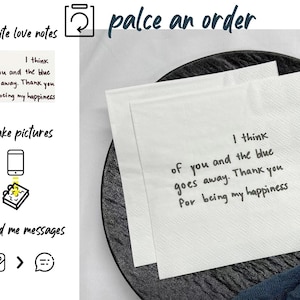 Personalized Handwritten Note Napkins, Custom Love Note Handwriting ...