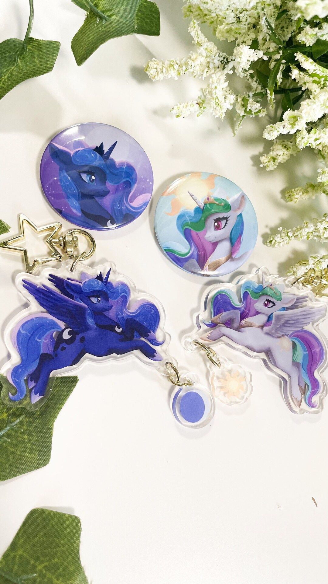Princess Celestia and Princess Luna Cute Colorful Button Badges / 1.5 ...