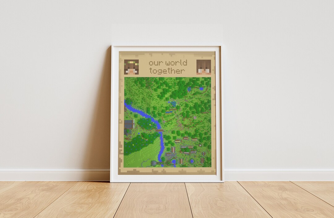 Map Custom Poster | Own Text, Mc Skin, Map | - Inspired Minecraft - Etsy