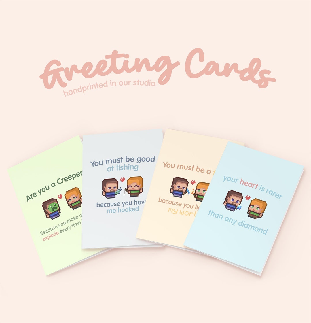 Greeting Card : Pixel Art Characters - Physical Item - Etsy