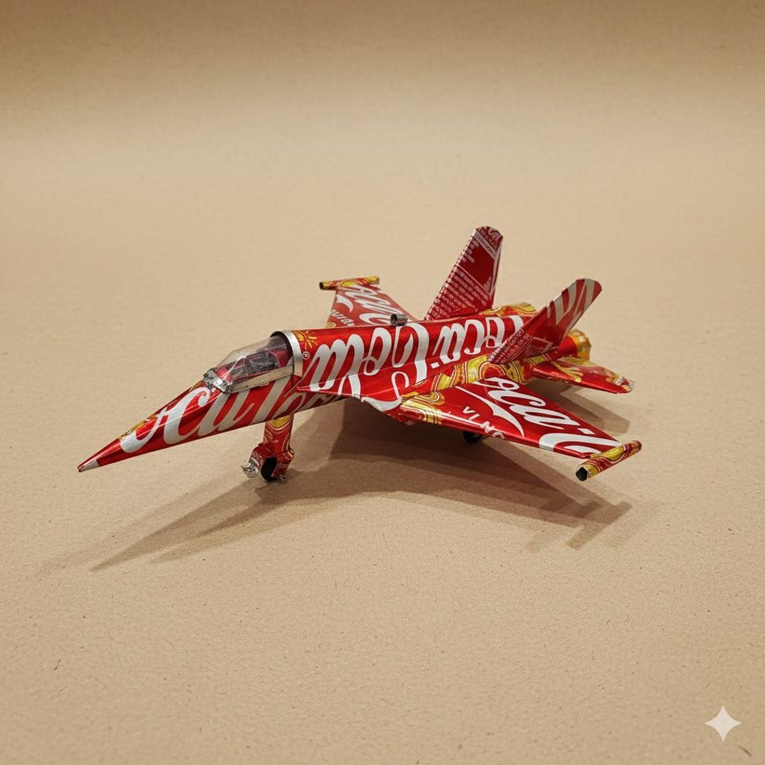 Recycled Tin Can Model: Coke/coa Fighter Plane F14 Tomcat - Etsy