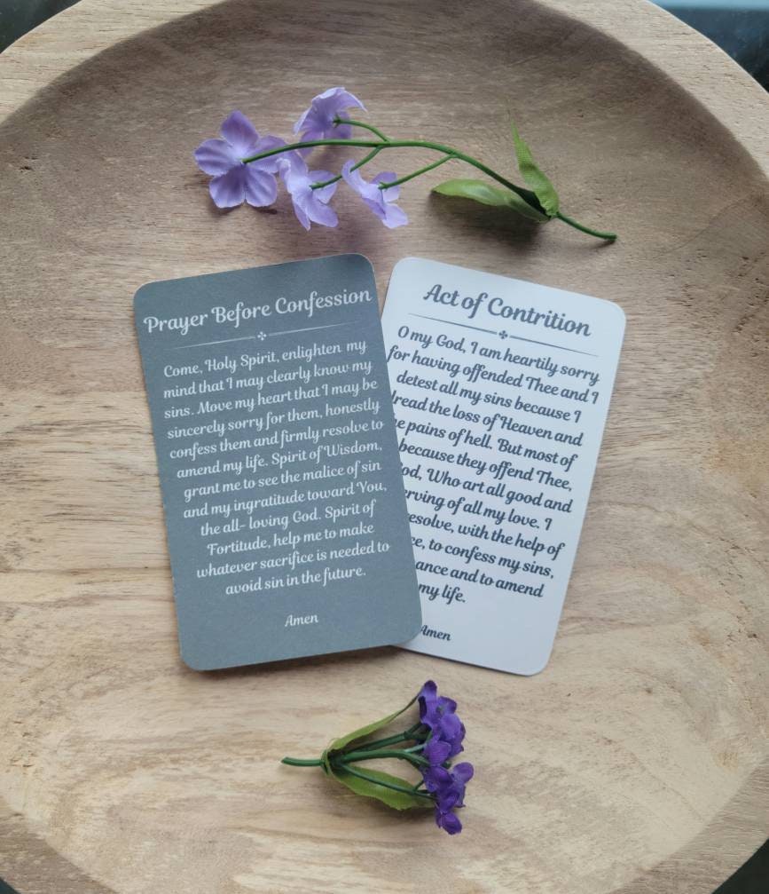 Act of Contrition Prayer Before Confession Catholic Prayer Card ...