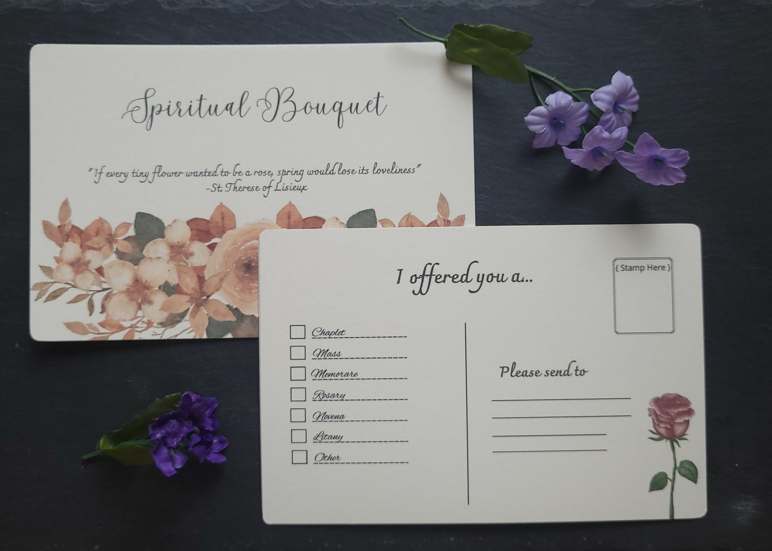 Spiritual Bouquet Post Card Catholic Prayer Card Catholic Post Card ...