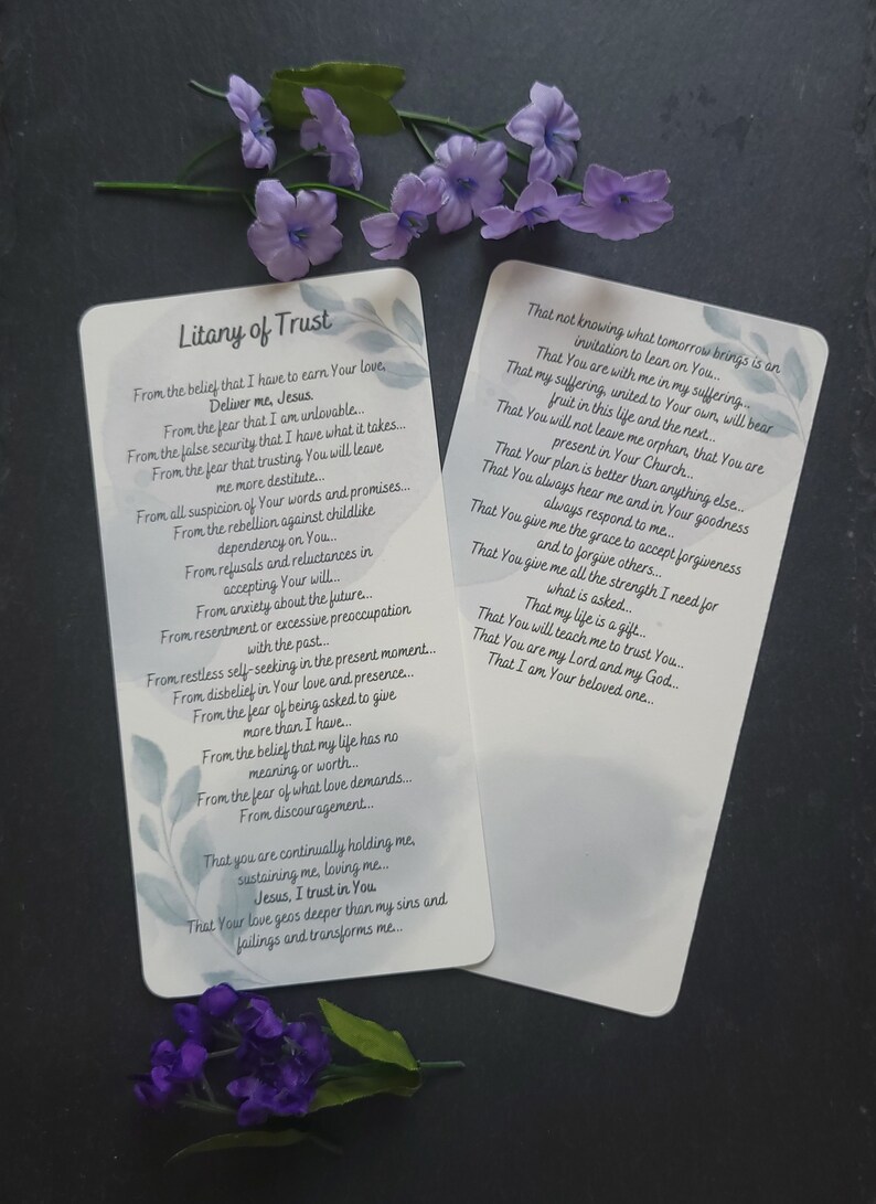 Litany of Trust - Catholic Prayer Card - Devotion - Catholic Gift ...