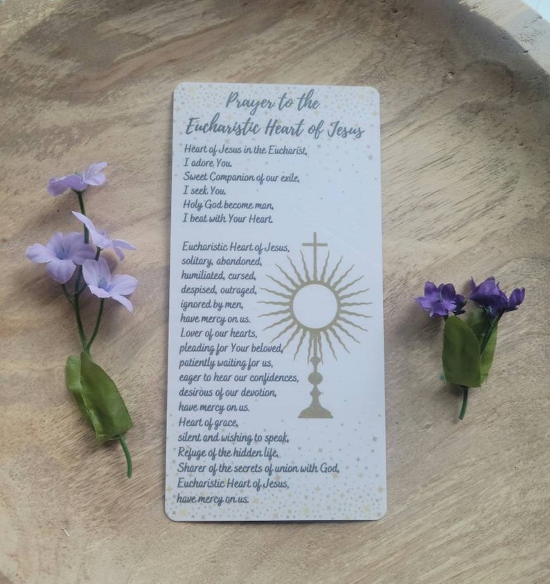 Prayer to the Eucharistic Heart of Jesus Catholic Prayer Card Devotion ...