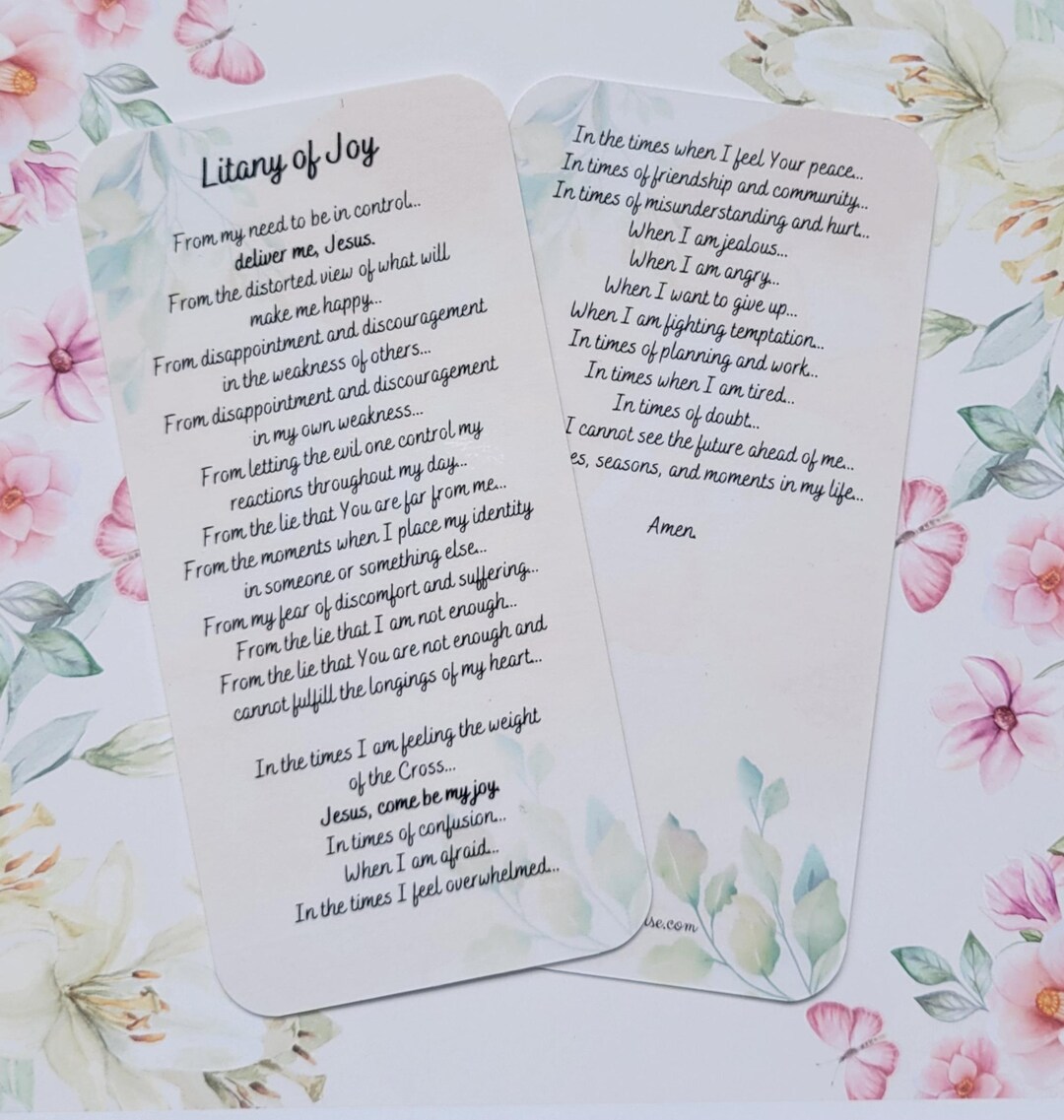 Litany of Joy - Catholic Prayer Card - Devotion - Catholic Gift - Catholic Prayer - Joy - Etsy