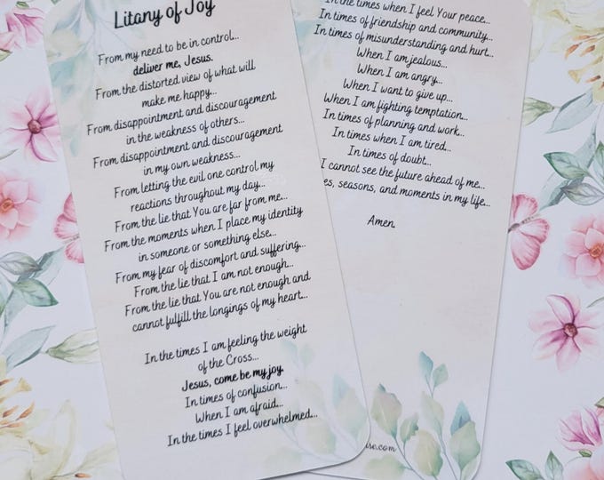 Litany of Joy - Catholic Prayer Card - Devotion - Catholic Gift ...