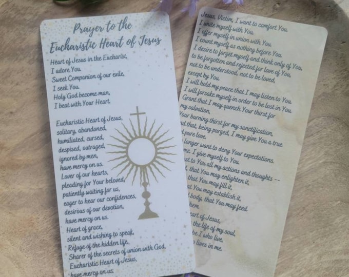 Prayer to the Eucharistic Heart of Jesus Catholic Prayer Card Devotion ...