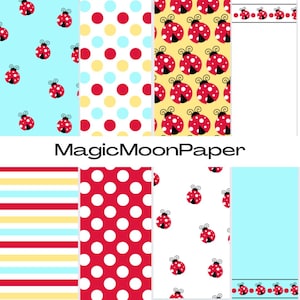 Ladybug Digital Paper Craft Download Printable Springtime Red Yellow ...