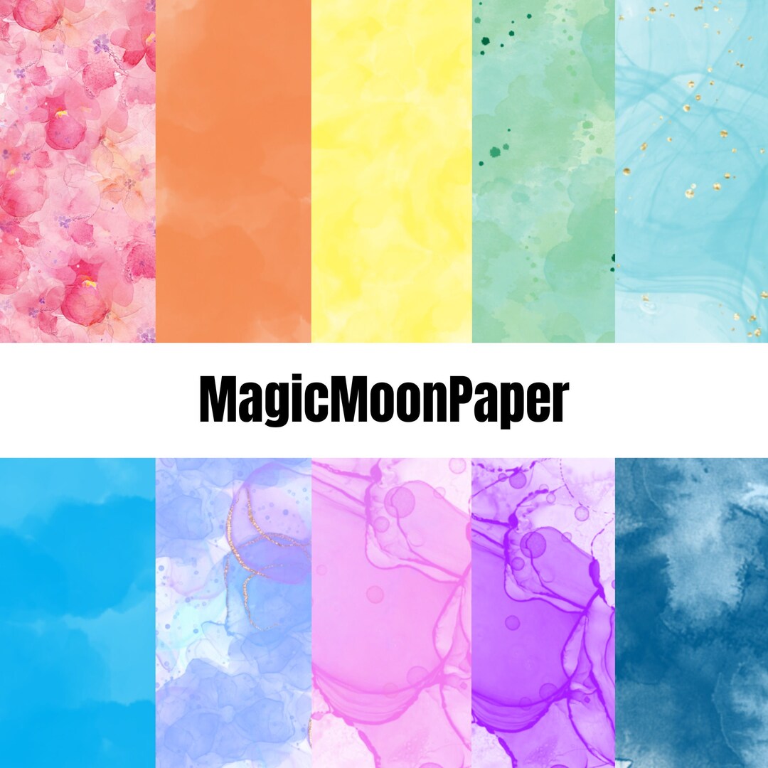 26 Page Full Spectrum Watercolor Digital Paper Pack Scrapbooking ...