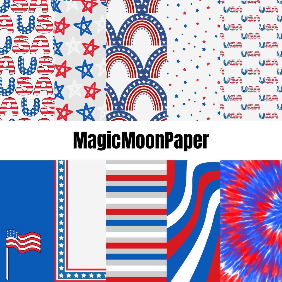 13 Patriotic Digital Printable Paper Scrapbooking Paper Papercraft ...