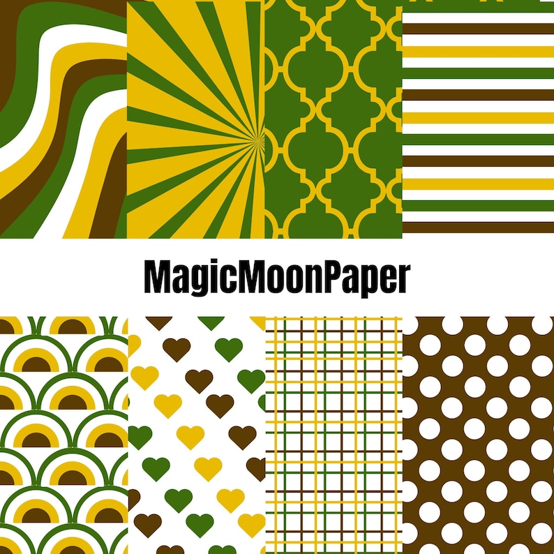 30 60s Vibes Trio Basics Digital Scrapbook Paper Printable Download ...