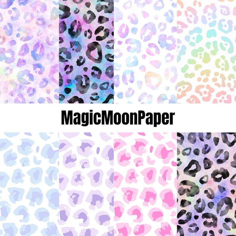 8 Pastel Cheetah Print Digital Printable Paper Scrapbooking Paper ...