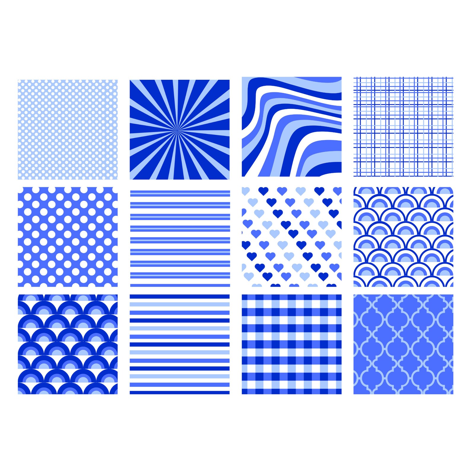 30 Blues Trio Basics Digital Scrapbook Paper Printable Download ...