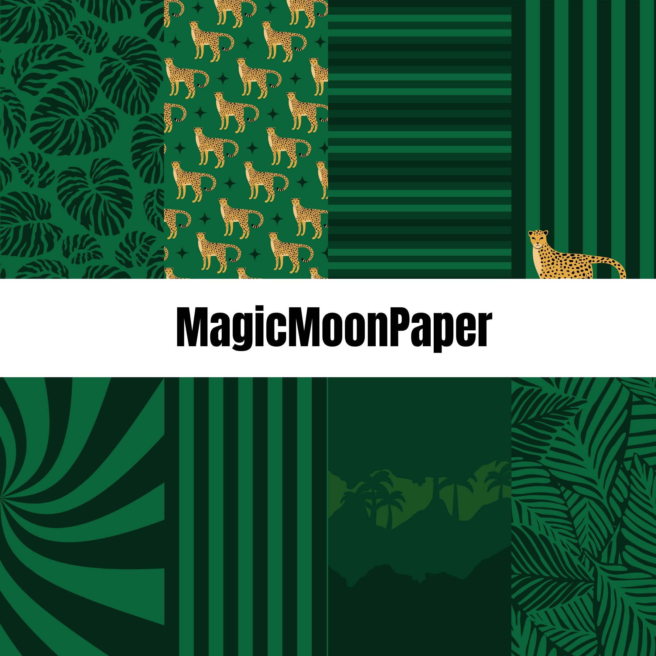 8 Jungle Cheetah Digital Printable Paper Scrapbooking Paper Papercraft ...