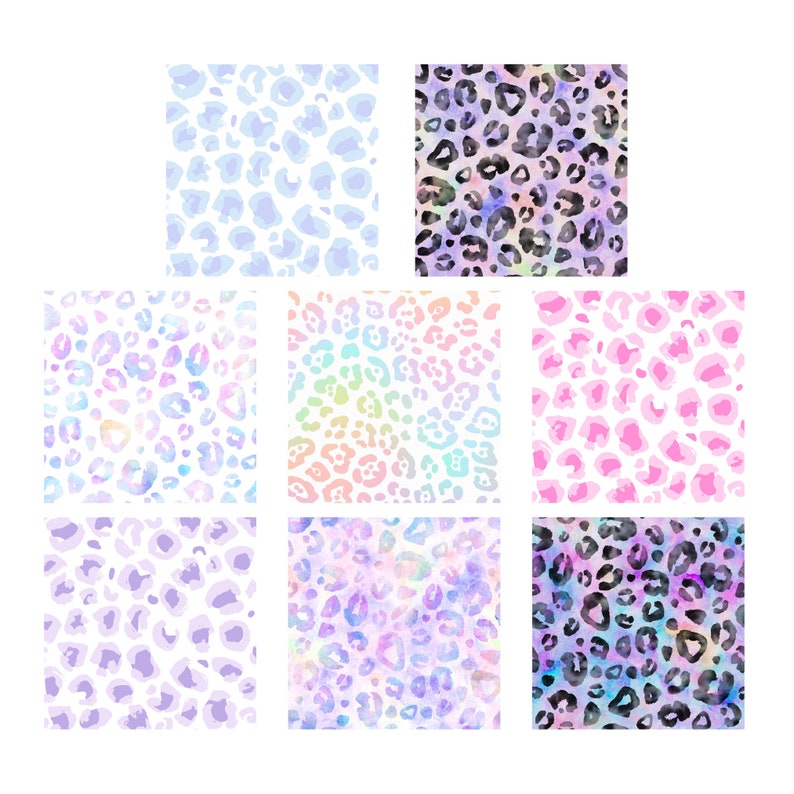 8 Pastel Cheetah Print Digital Printable Paper Scrapbooking Paper ...