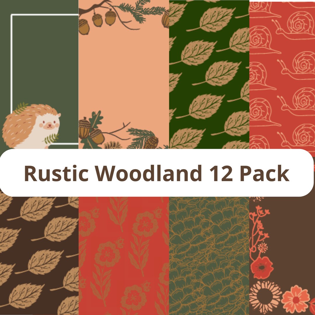 Rustic Woodland Digital Printable Paper 12 X 12 and 8.5 X 11 - Etsy