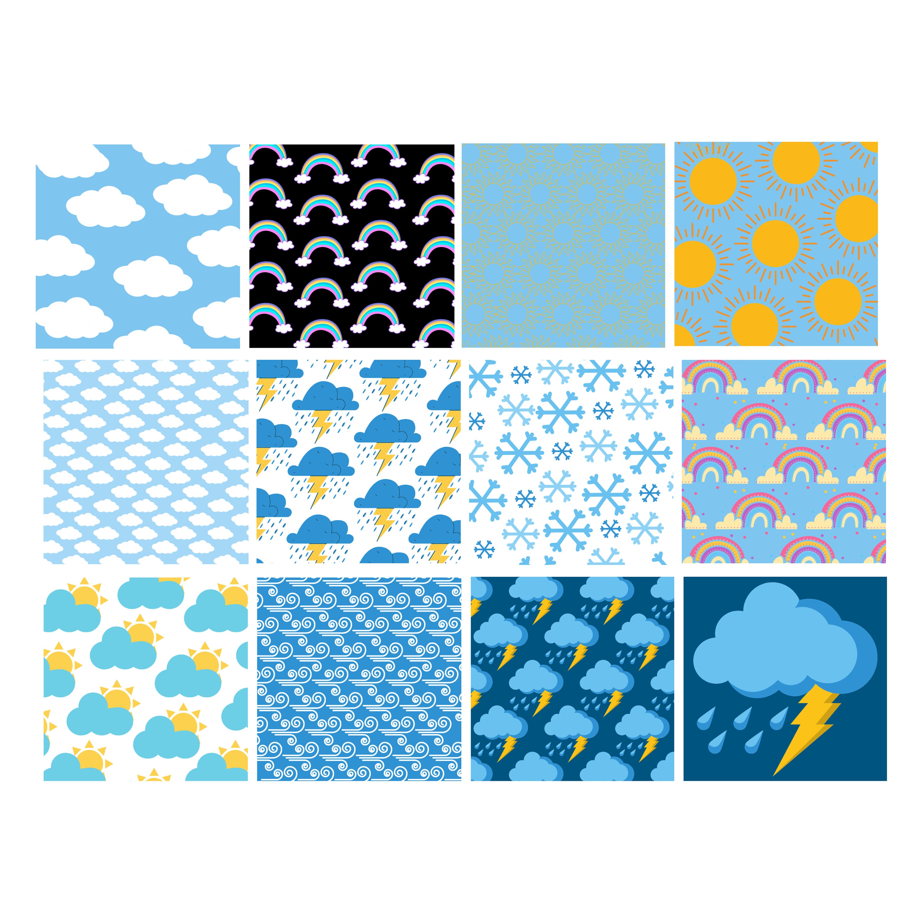12 Weather Themed Digital Printable Paper Scrapbook Papercraft - Etsy