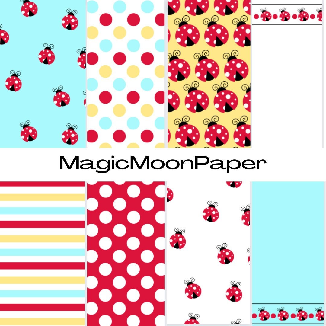 Ladybug Digital Paper Craft Download Printable Springtime Red Yellow ...