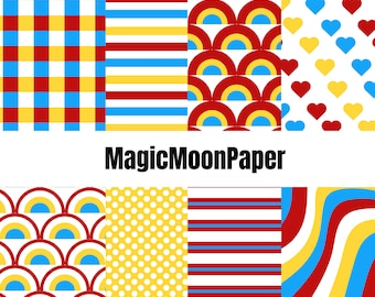 30 Clock Colors Trio Basics Digital Scrapbook Paper Printable Download ...