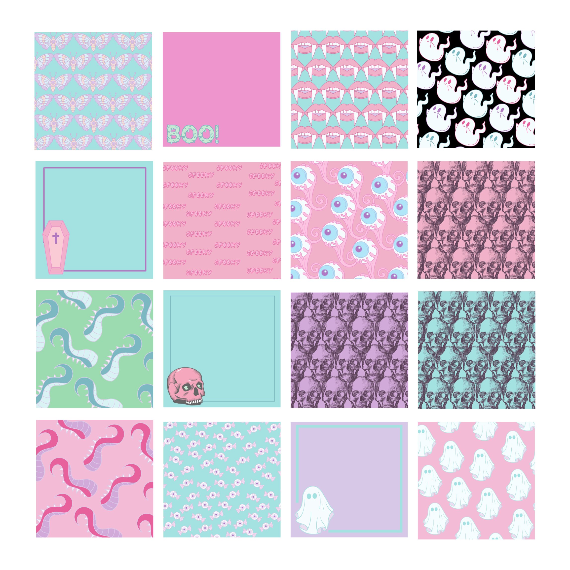 16 Pastel Halloween Digital Printable Paper Scrapbooking Paper ...