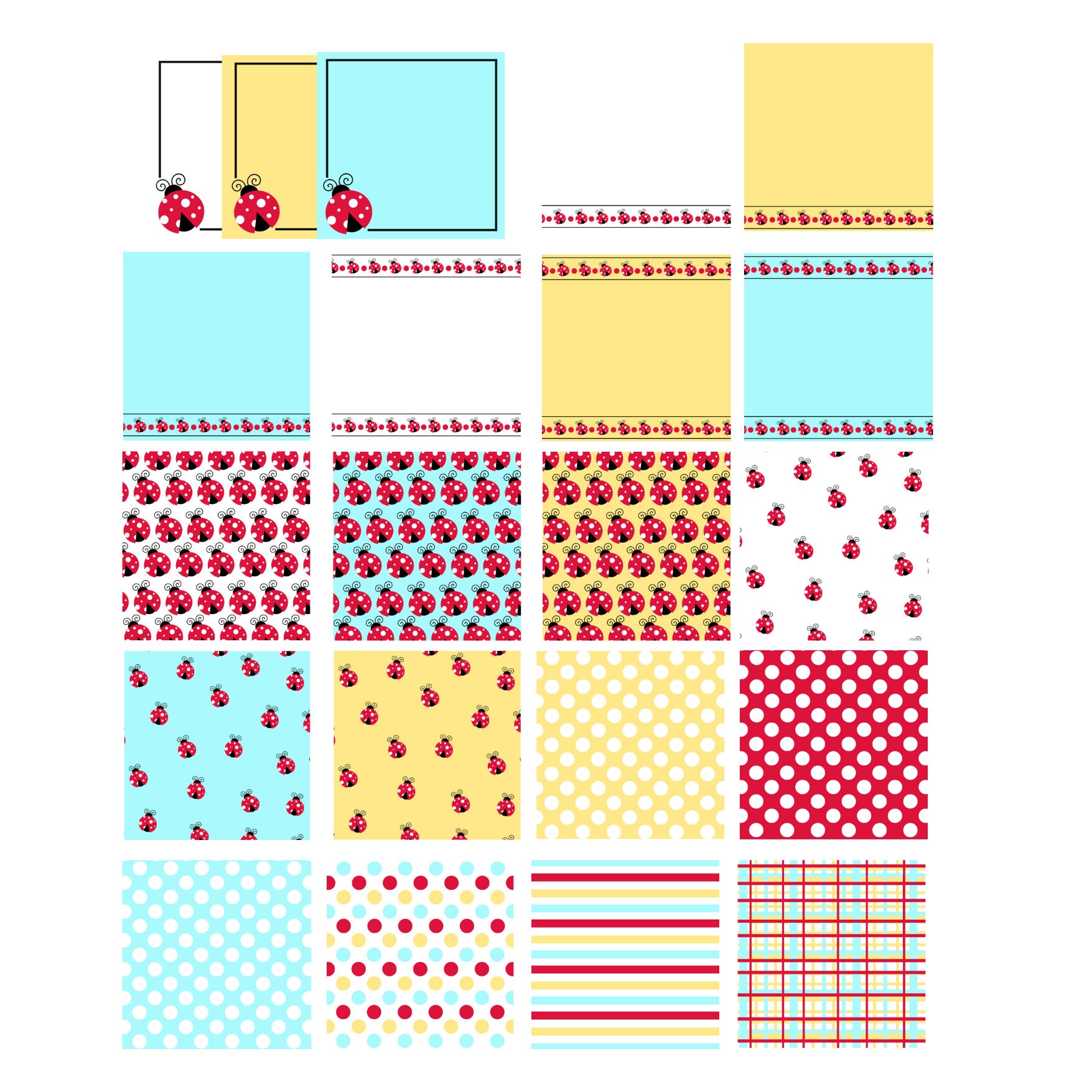 Ladybug Digital Paper Craft Download Printable Springtime Red Yellow ...