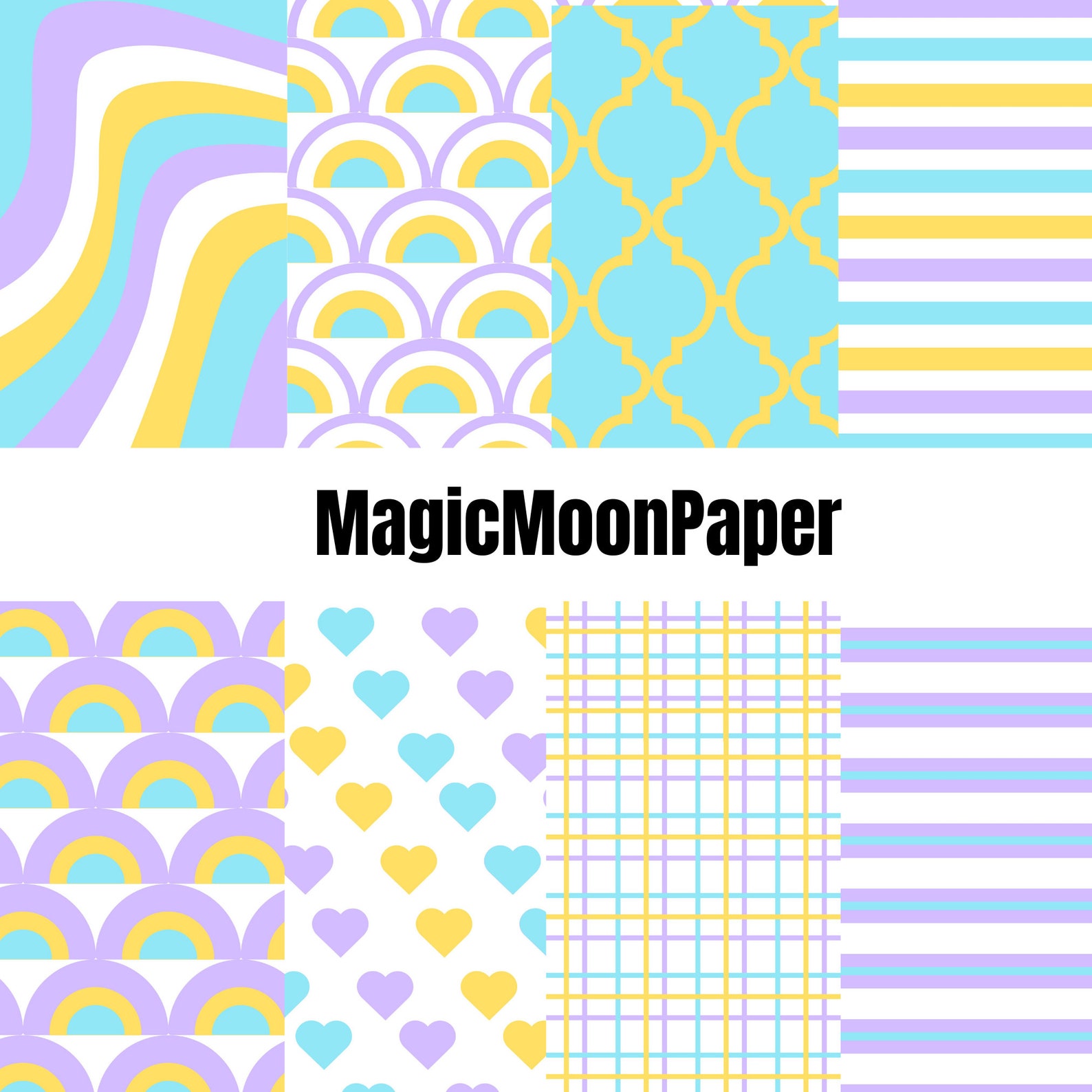 30 Bright Pastel Trio Basics Digital Scrapbook Paper Printable Download ...