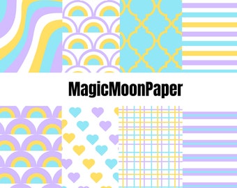 30 Pastel Trio Basics Digital Scrapbook Paper Printable Download ...