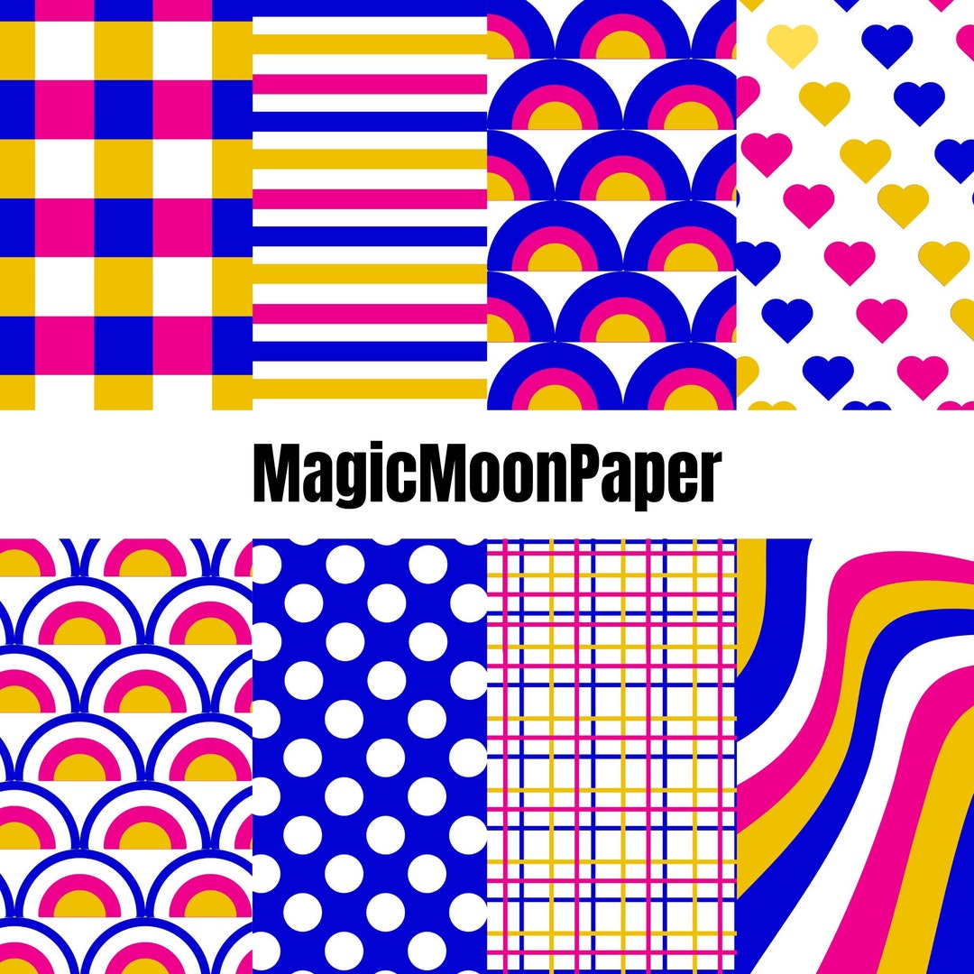 30 Bright Summer Sunset Trio Basics Digital Scrapbook Paper Printable ...