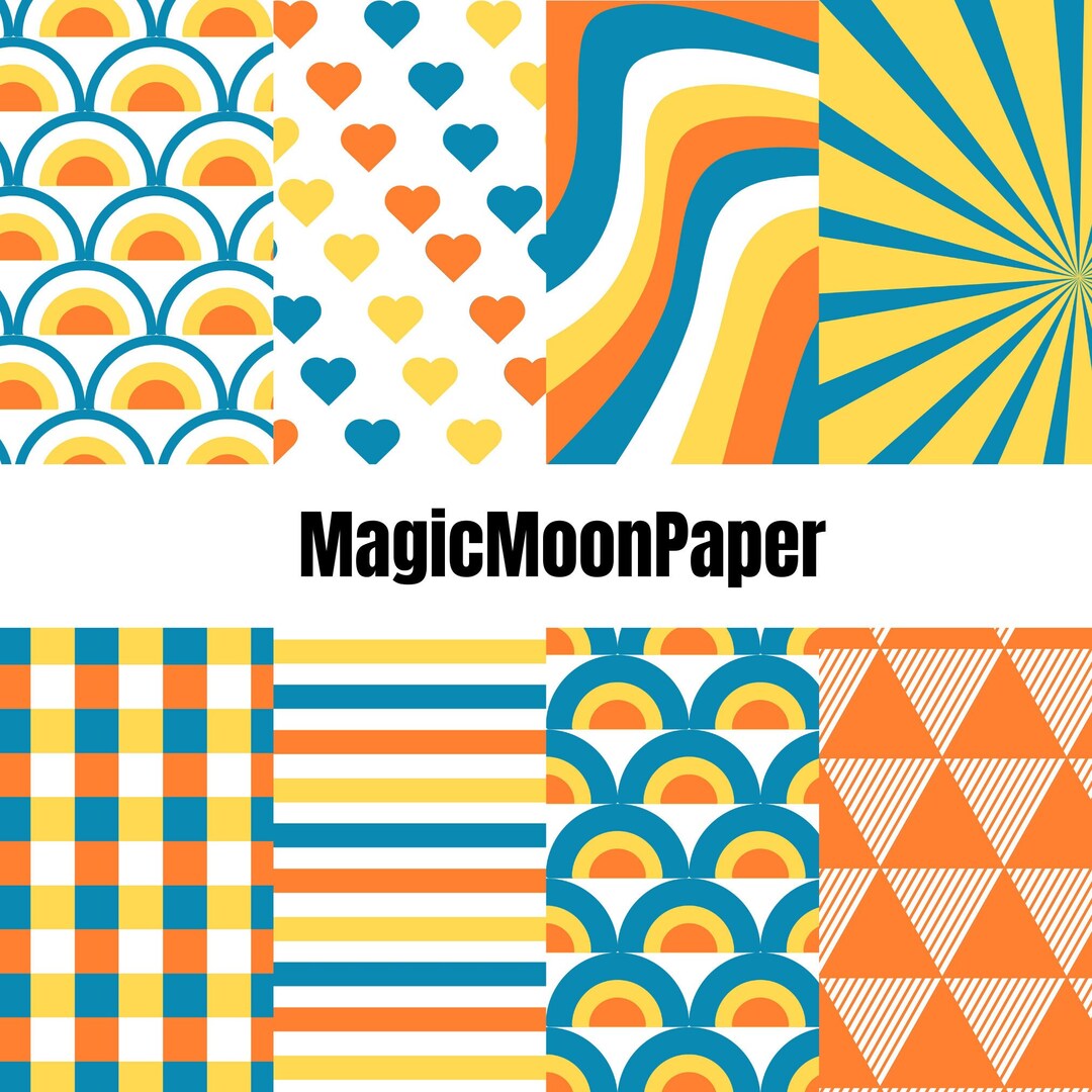 30 70s Groove Trio Basics Digital Scrapbook Paper Printable Download ...