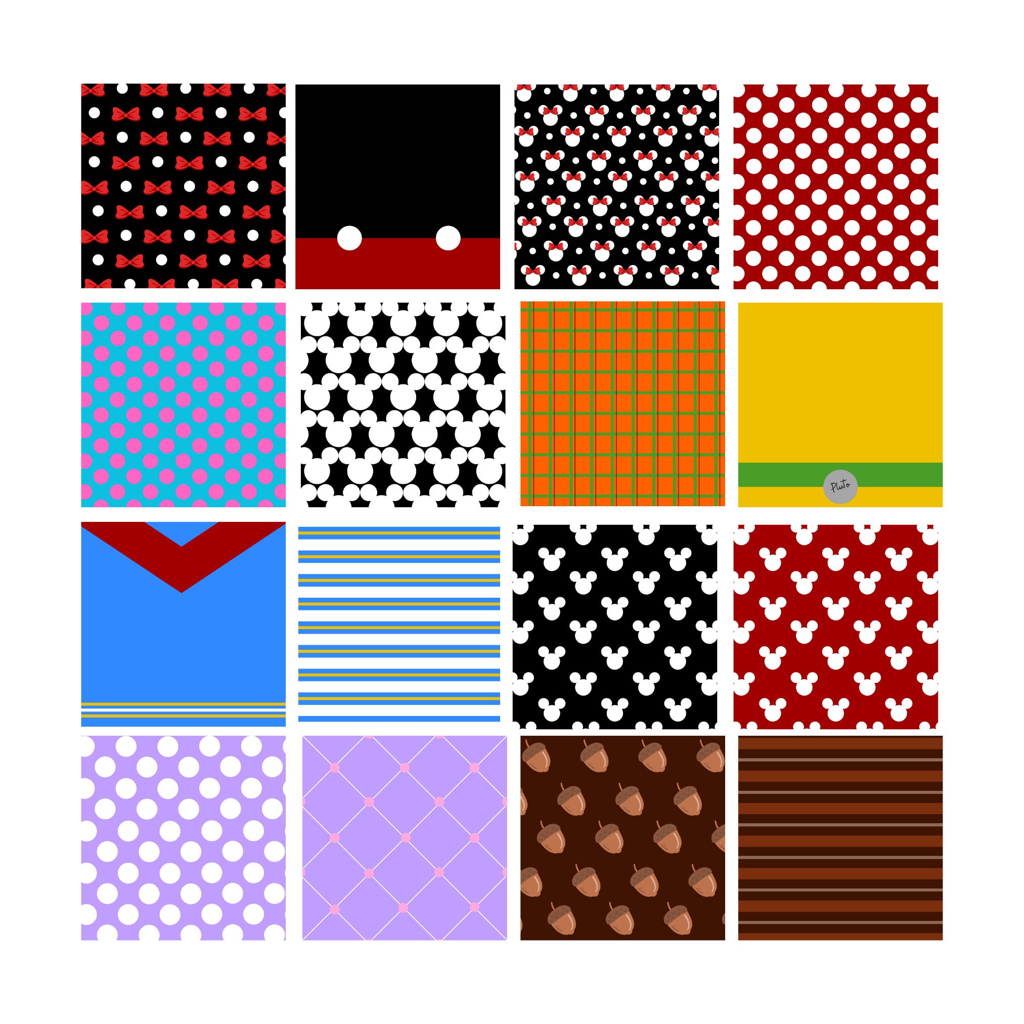 16 Mickey and Friends Inspired Digital Printable Paper Scrapbooking ...