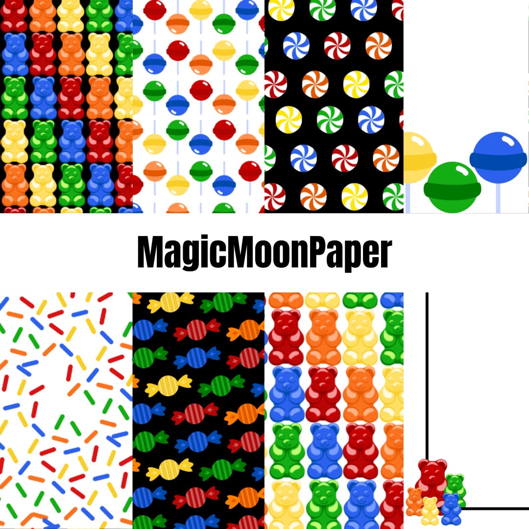 16 Bold Bright Candyland Candy Themed Digital Printable Paper ...