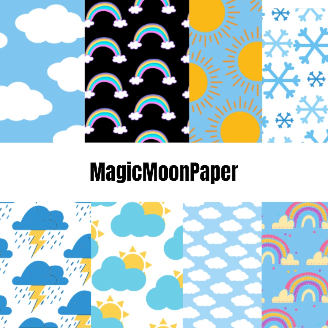 12 Weather Themed Digital Printable Paper Scrapbook Papercraft - Etsy