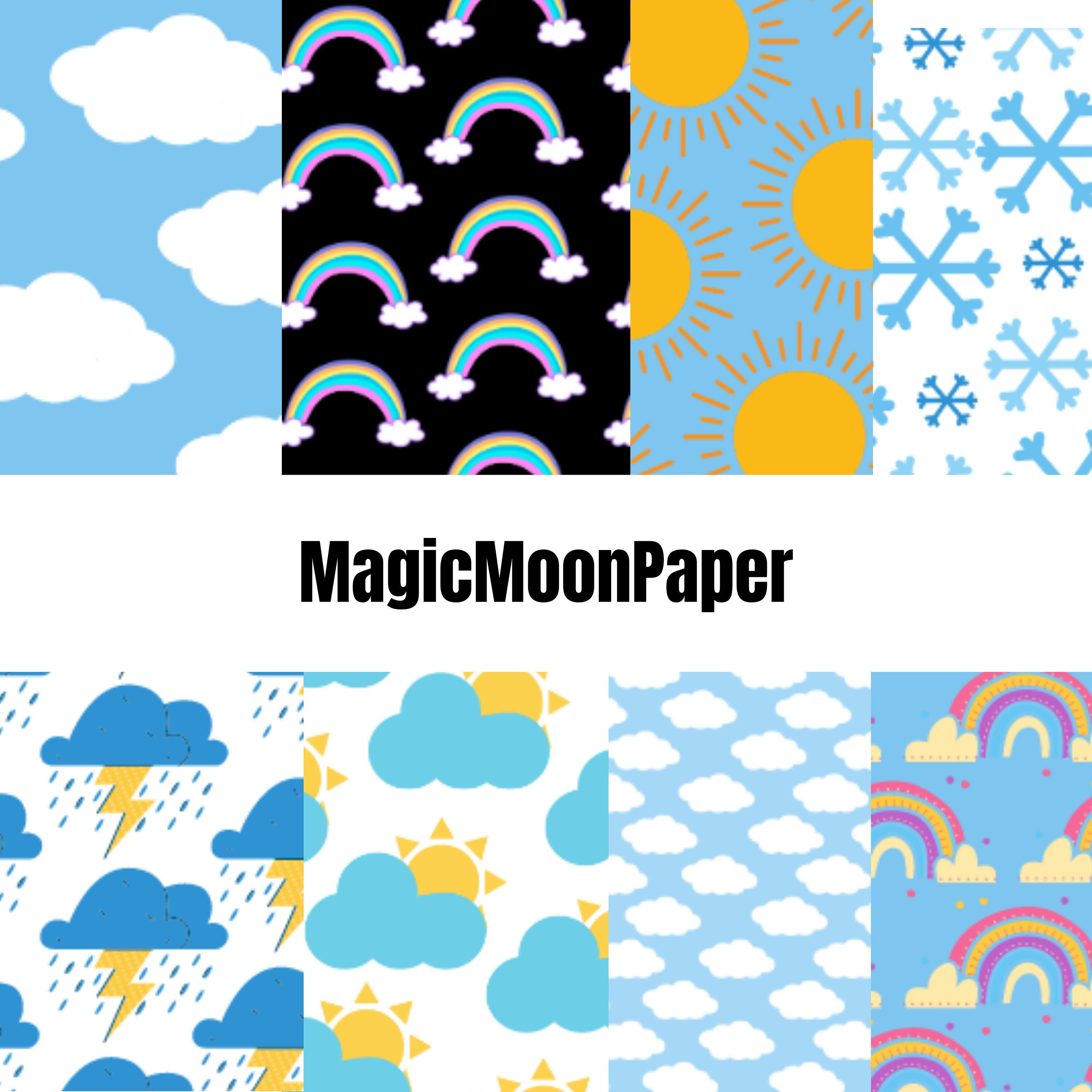 12 Weather Themed Digital Printable Paper Scrapbook Papercraft - Etsy