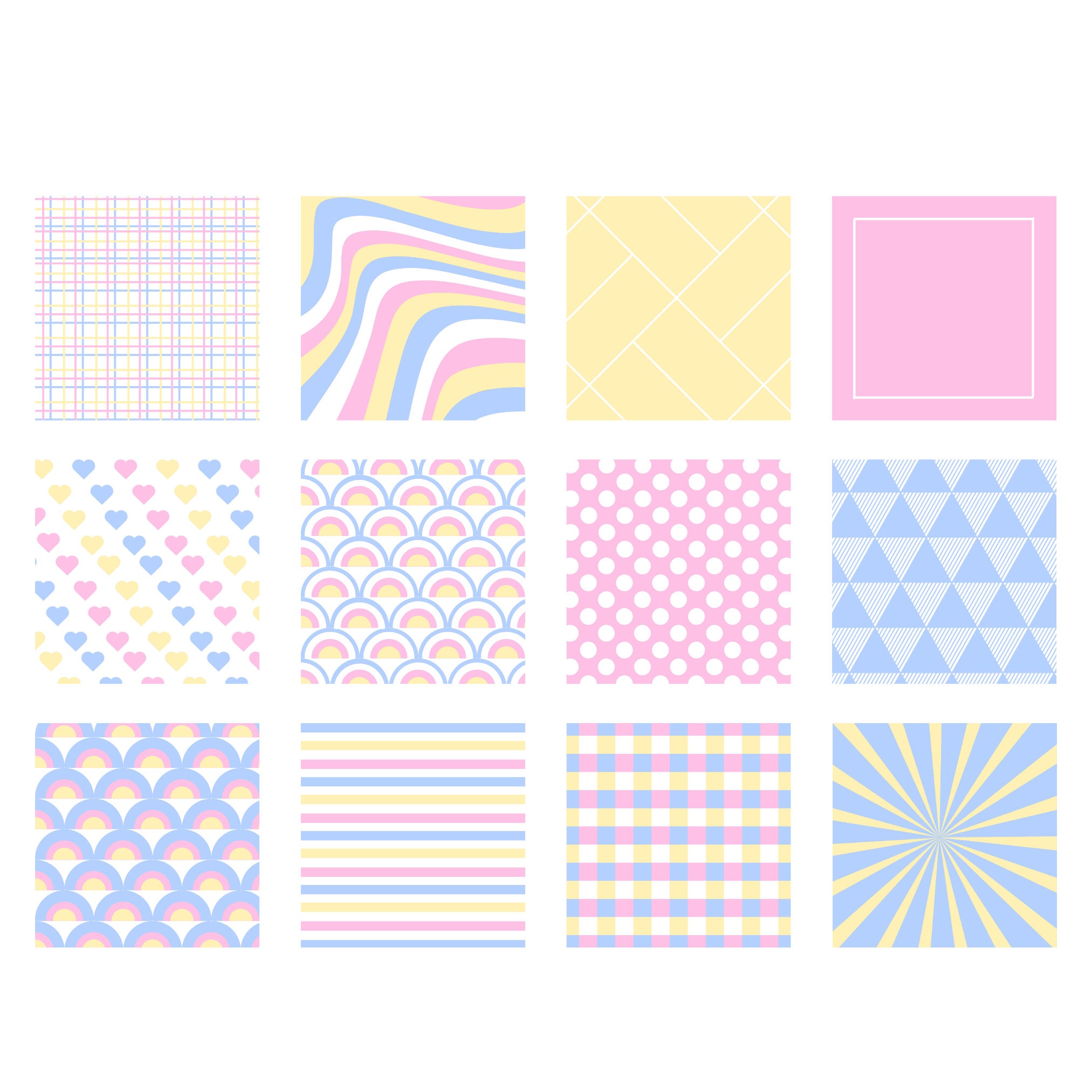 30 Pastel Trio Basics Digital Scrapbook Paper Printable Download ...