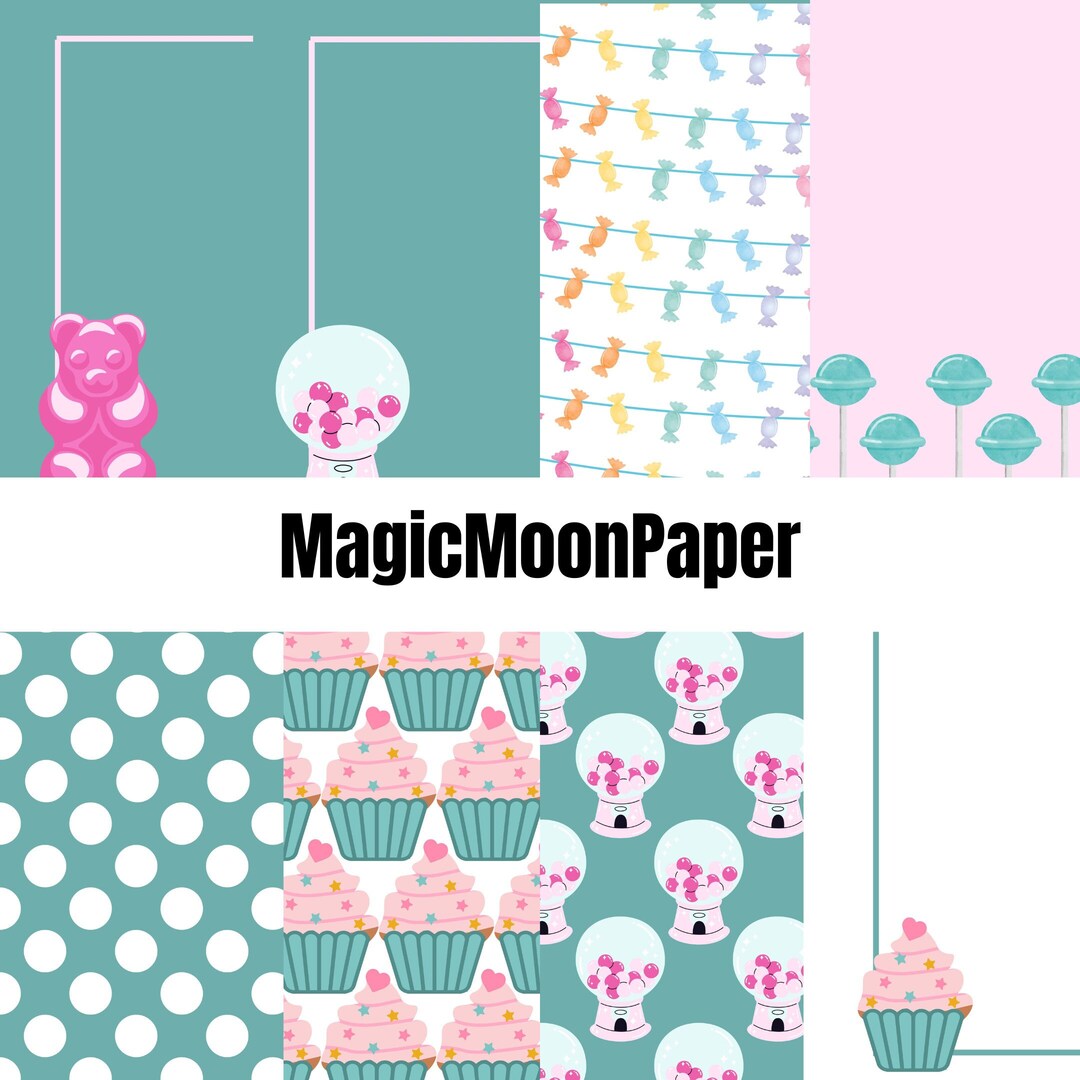 12 Pastel Candyland Digital Printable Paper Scrapbooking Paper ...