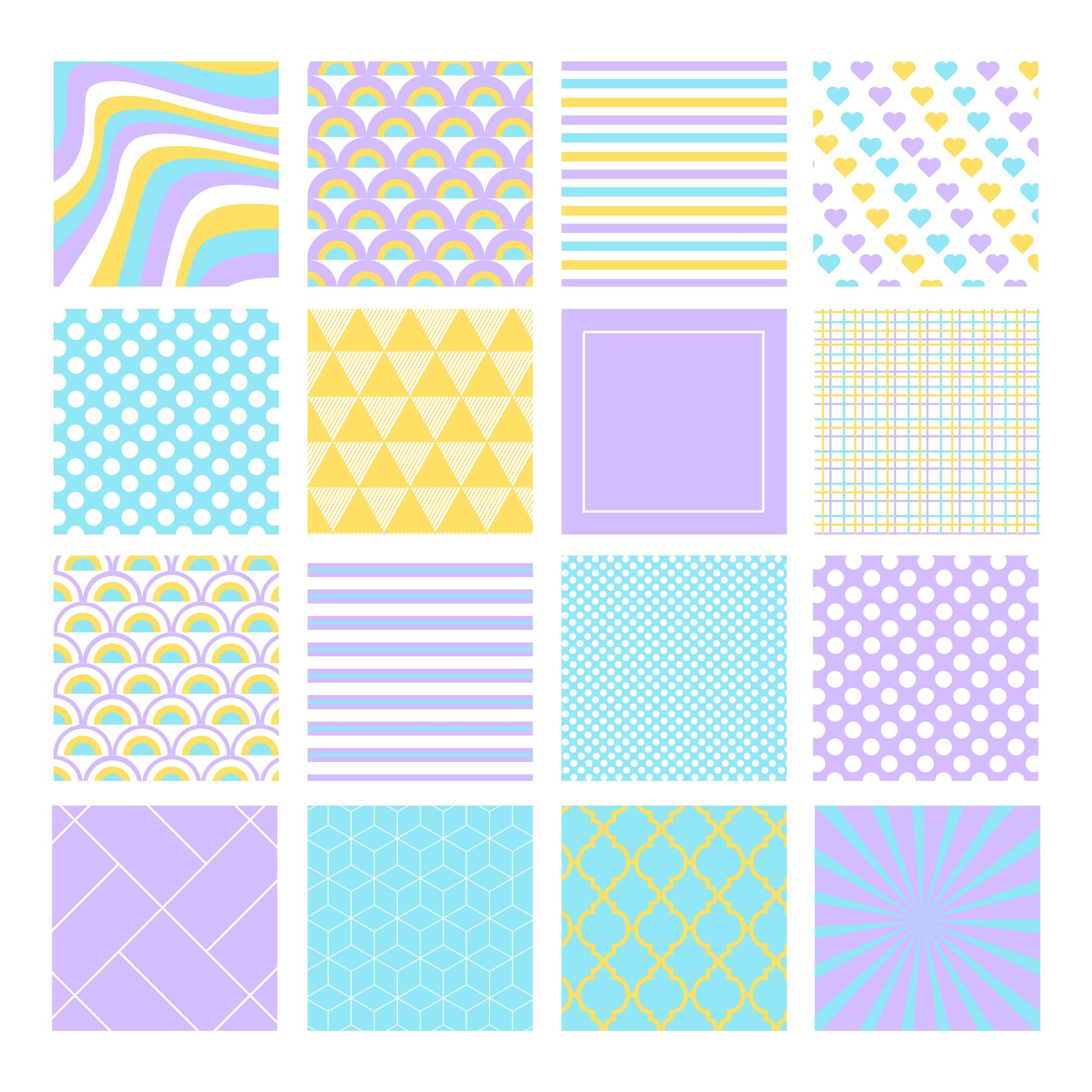 30 Bright Pastel Trio Basics Digital Scrapbook Paper Printable Download ...