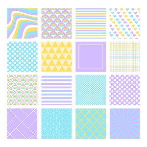 30 Bright Pastel Trio Basics Digital Scrapbook Paper Printable Download ...