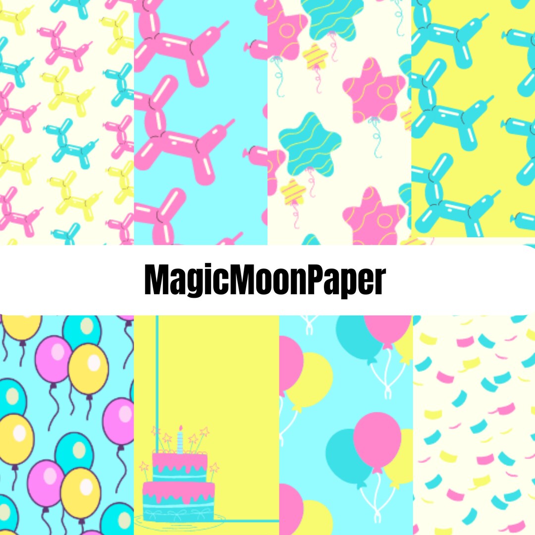 14 Bright Birthday Digital Printable Scrapbook Paper Papercraft ...