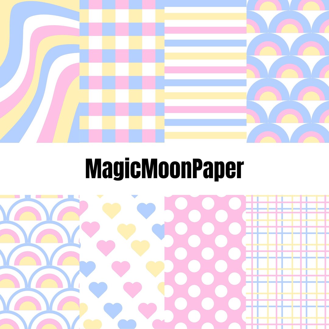 30 Pastel Trio Basics Digital Scrapbook Paper Printable Download ...