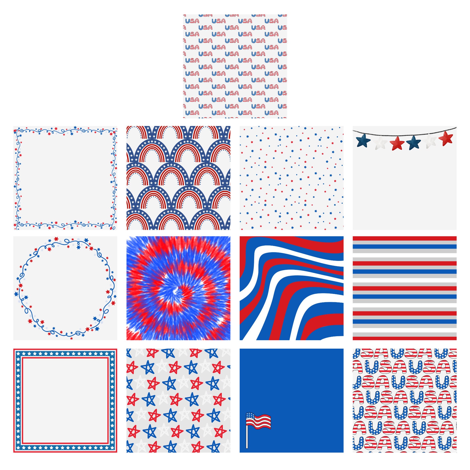 13 Patriotic Digital Printable Paper Scrapbooking Paper Papercraft ...