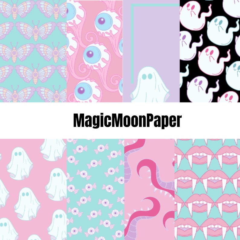 16 Pastel Halloween Digital Printable Paper Scrapbooking Paper ...