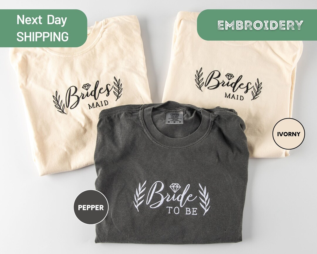 Embroidered Bride Shirt, Comfort Colors Bride Bridesmaid Shirt, Bride ...