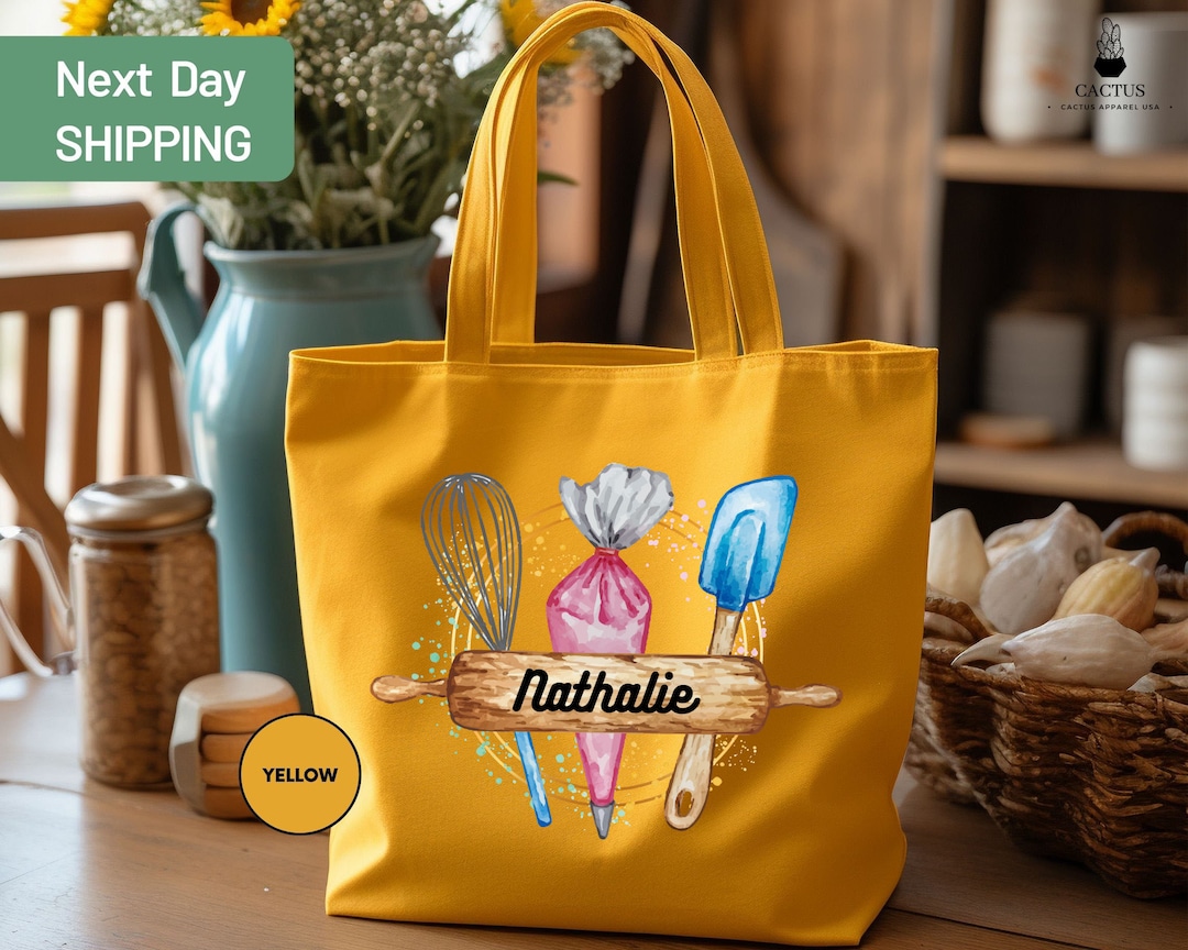 Custom Baker Tote Bag, Personalized Gift for Baker, Baking Lover Tote ...